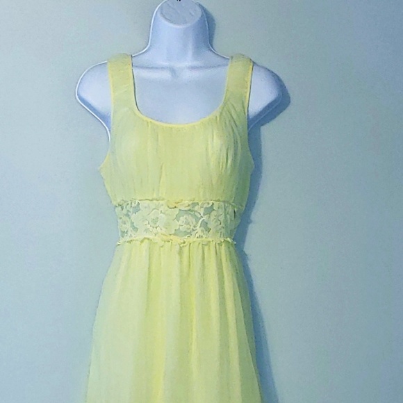 Vintage | Intimates & Sleepwear | Vintage Chiffon Lemon Yellow Night ...